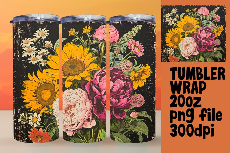 Retro Floral Pattern Sublimation Wrap - 20oz Joy (3342789)