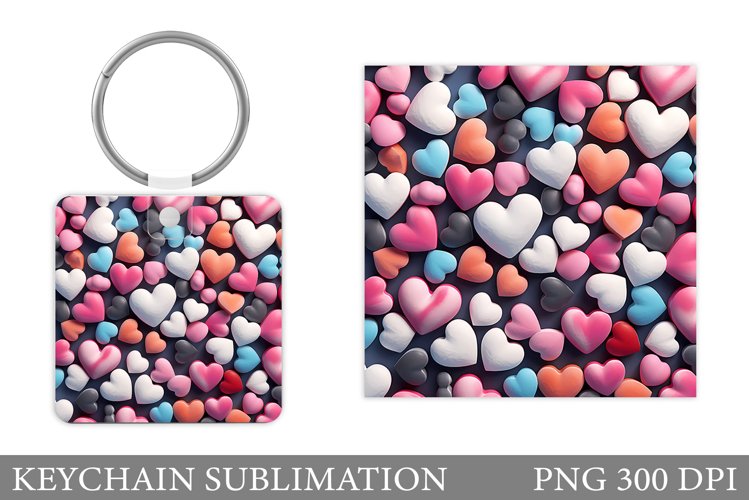 Hearts Keychain Sublimation. Colorful Hearts (3020043)