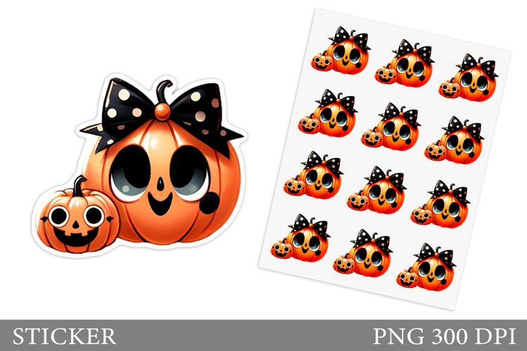 Cute Pumpkin Sticker Template. Cute Halloween (4451816)