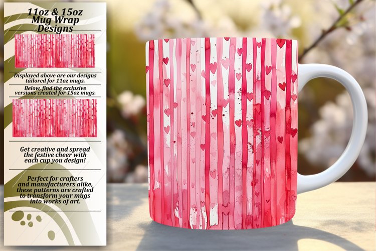 Floral Stripe Mug Wrap - Springtime Splendor