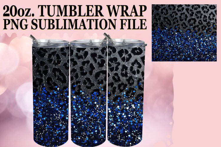 Floral Leopard Print Tumbler Wrap - Glitter (3453696)