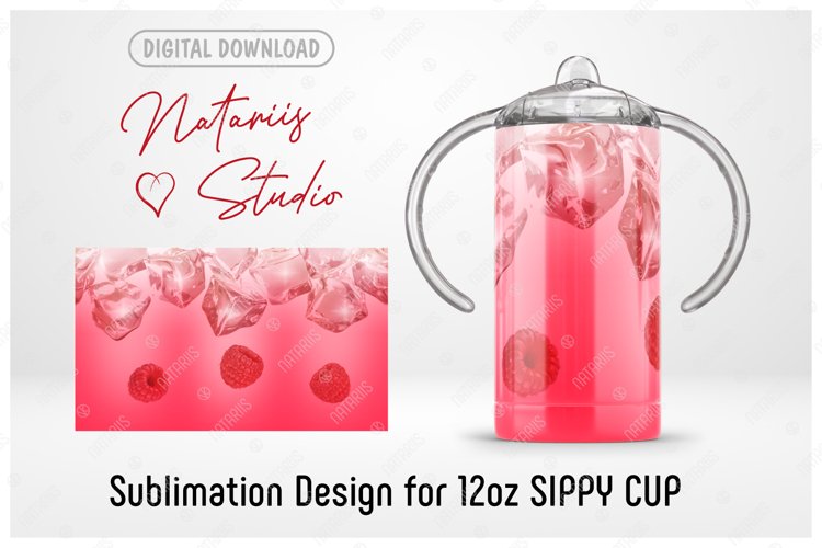 Realistic Raspberry Ice drink Template - 12 oz SIPPY CUP