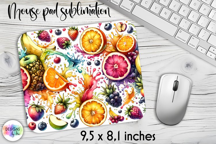 Mixed Fruits Mouse Pad, Tropical Summer Fruits Sublimation
