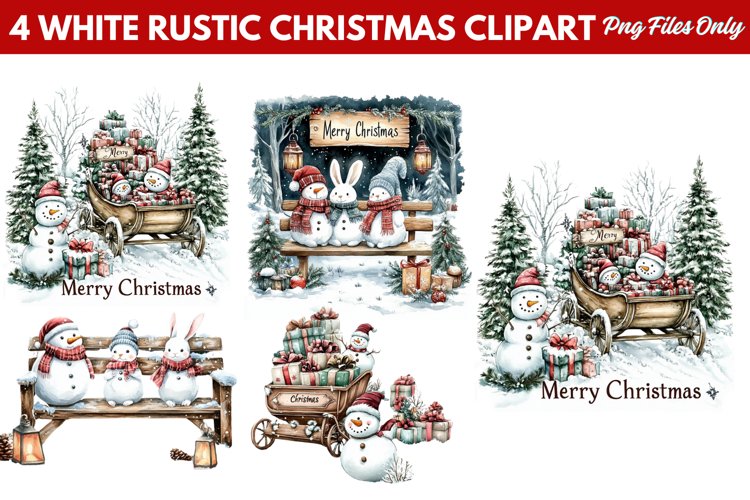White Rustic Christmas Clipart PNG (4827197)