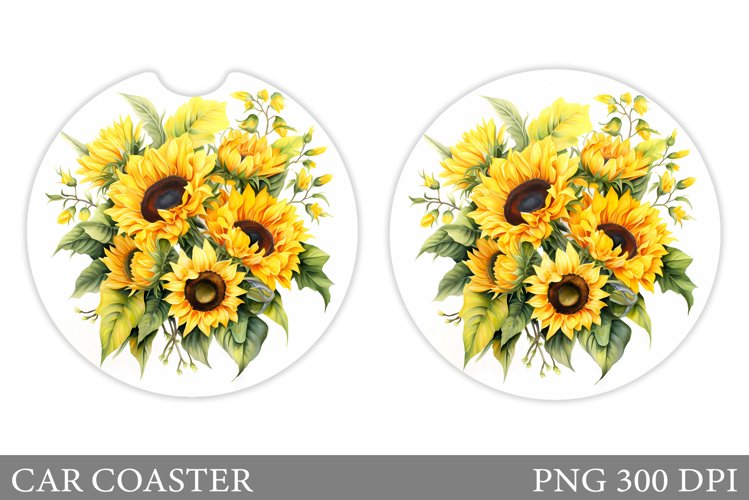 Sunflowers Car Coaster. Sunflowers Coaster Design