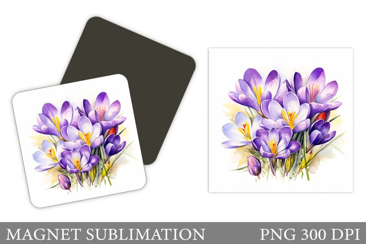 Spring Flowers Magnet Design. Crocus Flowers Magnet