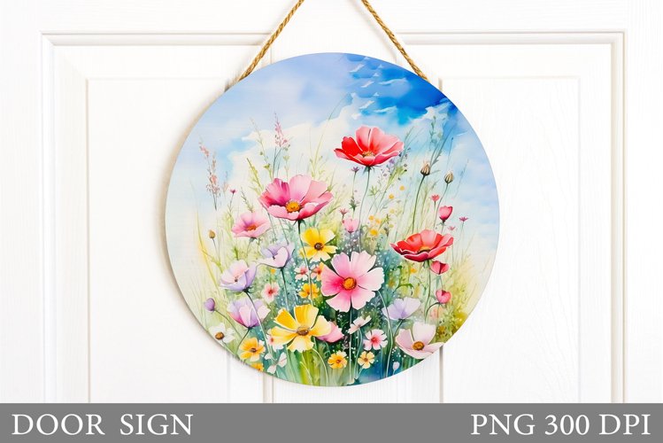 Flowers Door Sign Sublimation. Summer Door Sign (3566925)