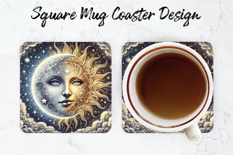 Moon faces Mug coaster | Coaster | Sublimation Design