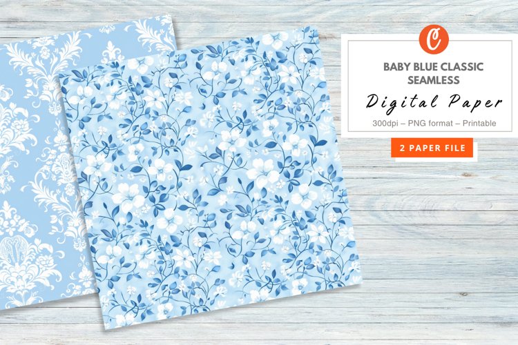 Baby blue classic seamless Digital Paper PNG