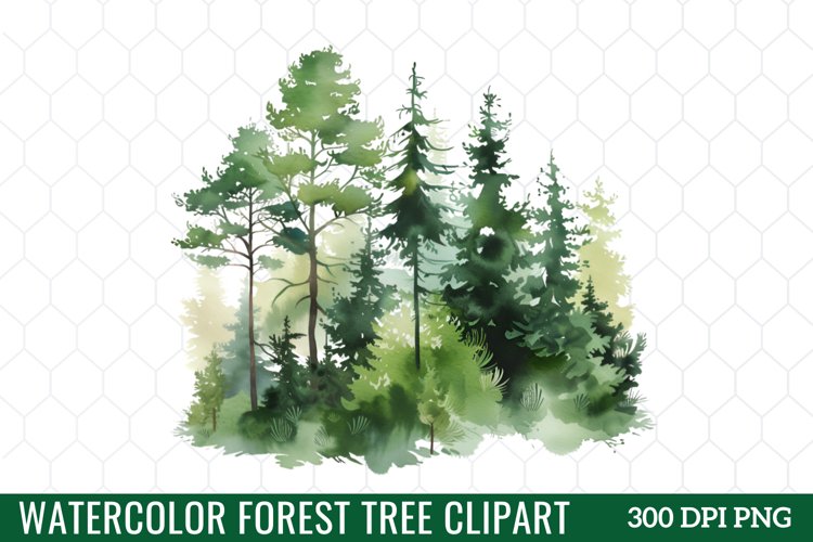 Watercolor Forest Tree Clipart (3460734)