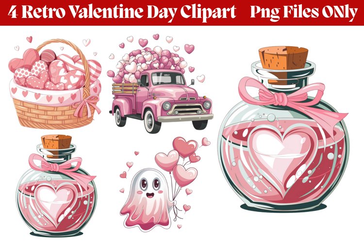 Retro Valentine Day Clipart PNG (5156772)