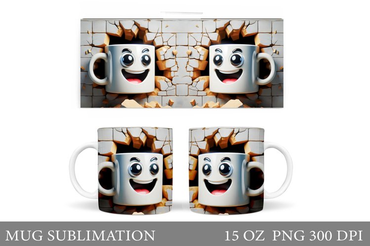 3D Funny Face Cofee Mug. Cute Face Mug Sublimation (4167562)