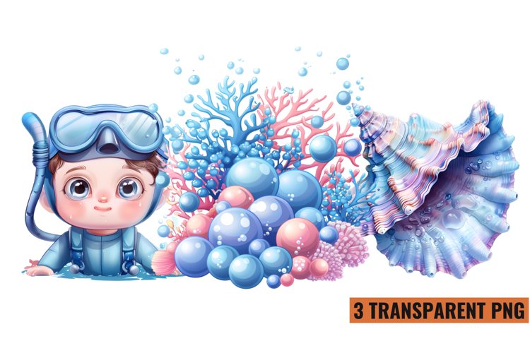 Watercolor Under The Sea Clipart PNG