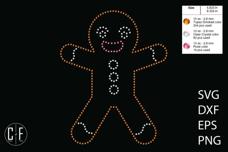 Gingerbread Man rhinestone template