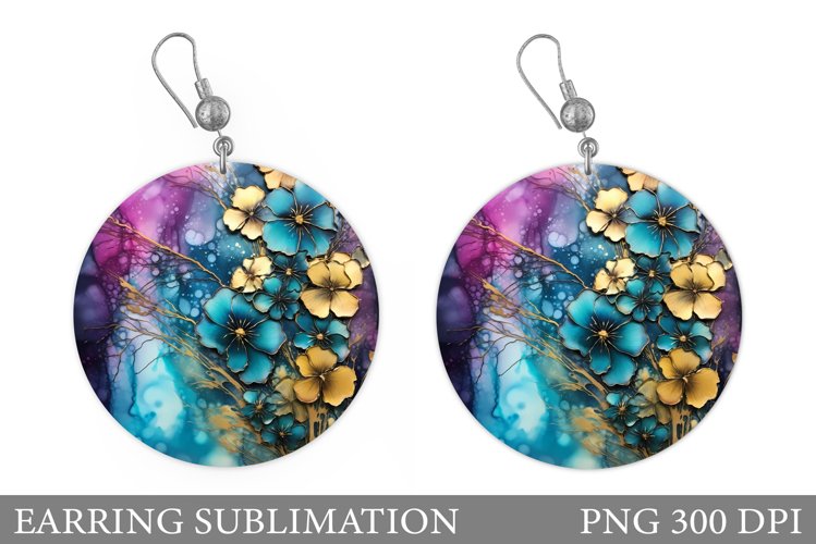 Alcohol Ink Earring. Abstract Earring Sublimation (3424809)
