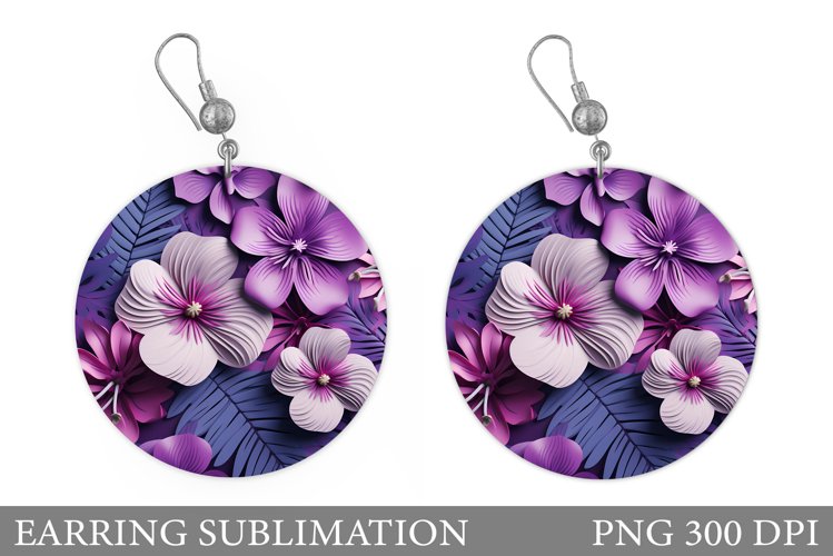 3D Flowers Earring Design. Flowers Round Earring (3432157)