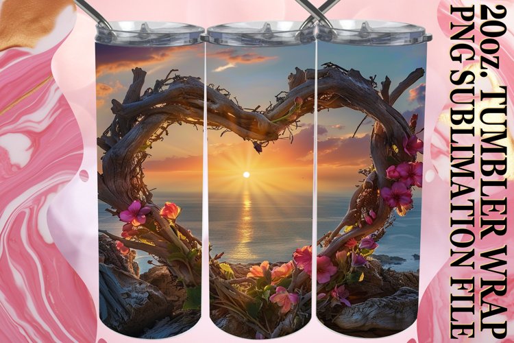 Heartfelt Horizons: 20oz Wood Heart Sublimation