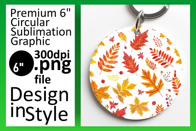 Fall Leaves Pattern Design Round Keychain