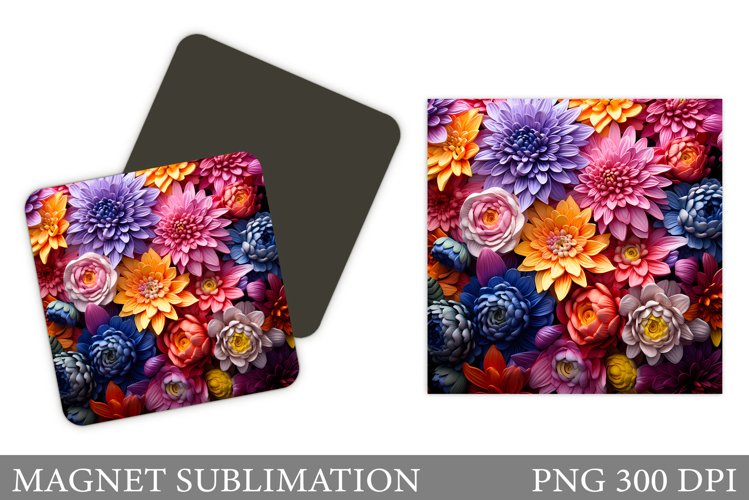 3D Flowers Magnet. Flowers Magnet Sublimation (3238859)