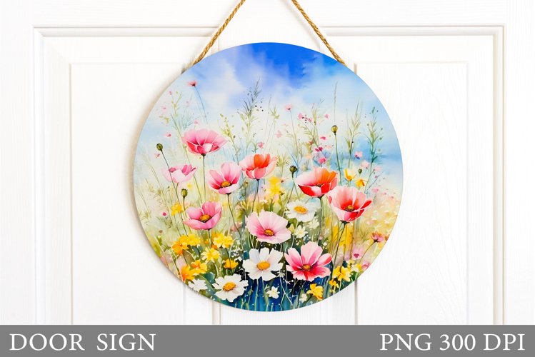 Wildflowers Door Sign. Flowers Door Sign Design (3766864)