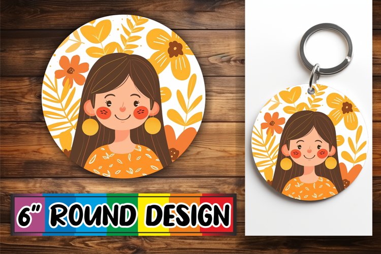 Graceful Round Design with Floral Portrait PNG