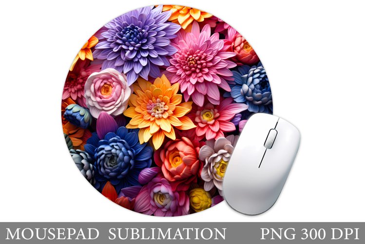 3D Flowers Mouse Pad Design. Flowers Round Mouse (3330886)