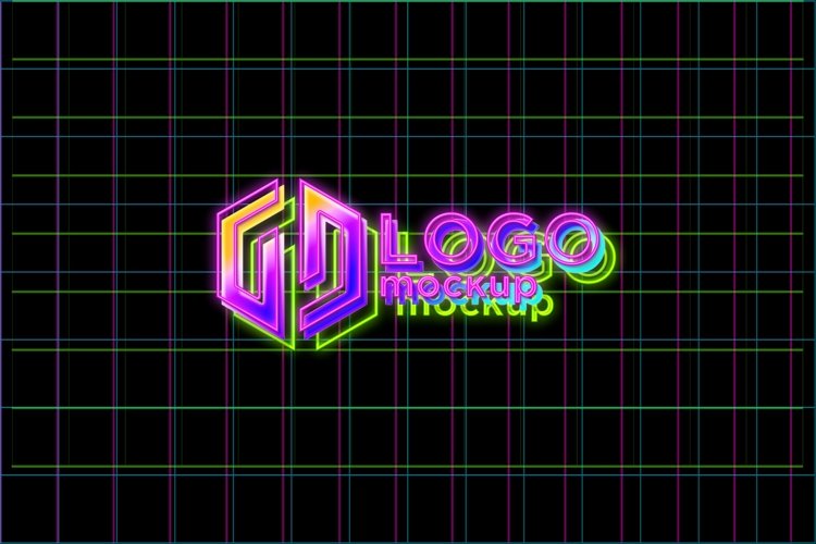 Retro Neon Logo Mockup Template (3442293)