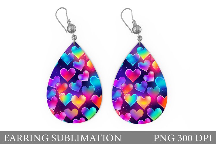 Colorful Hearts Earring. Neon Hearts Earring Design