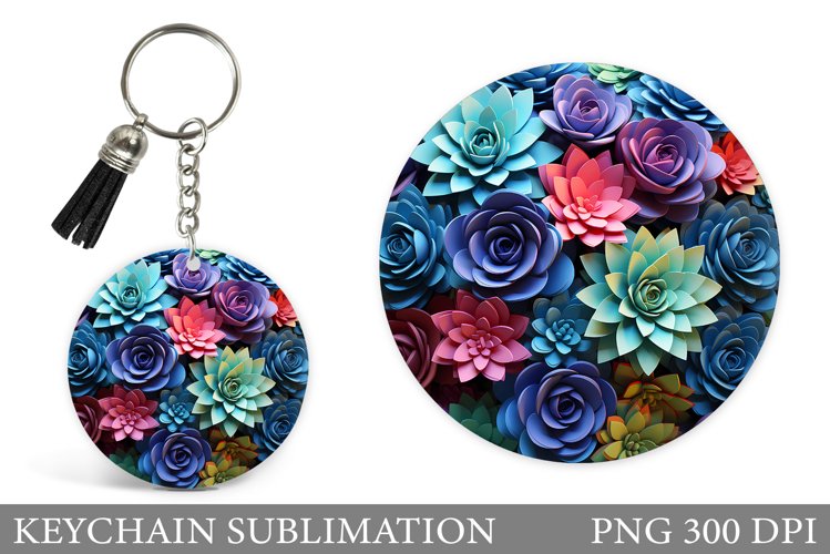 Succulents Keychain Sublimation. Flowers Keychain (3608310)