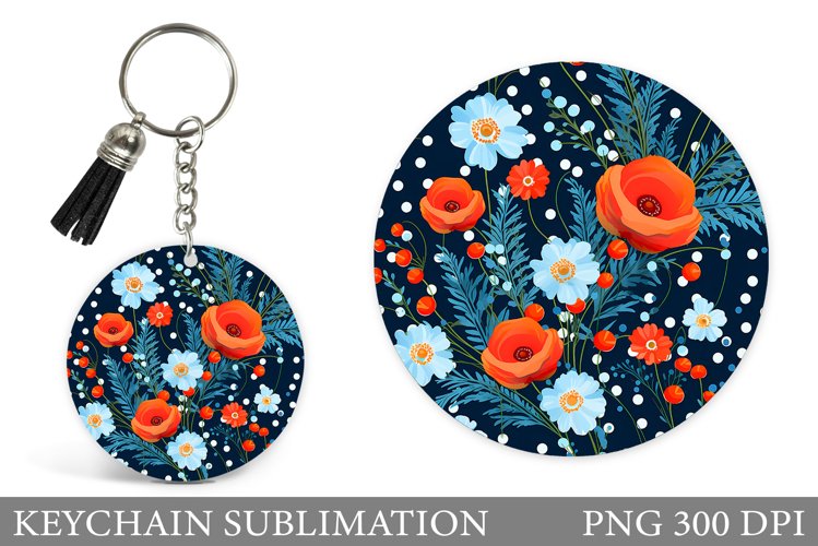 Flowers Keychain Design. Round Keychain Flowers (3186471)