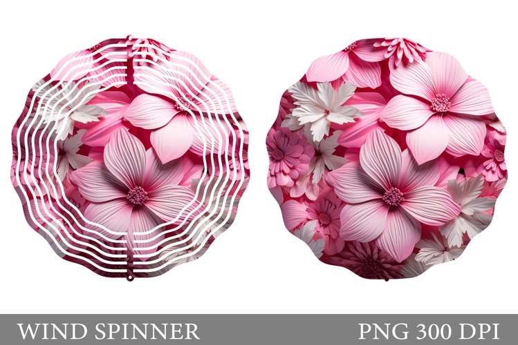 3D Flowers Wind Spinner. Pink Flowers Wind Spinner Design