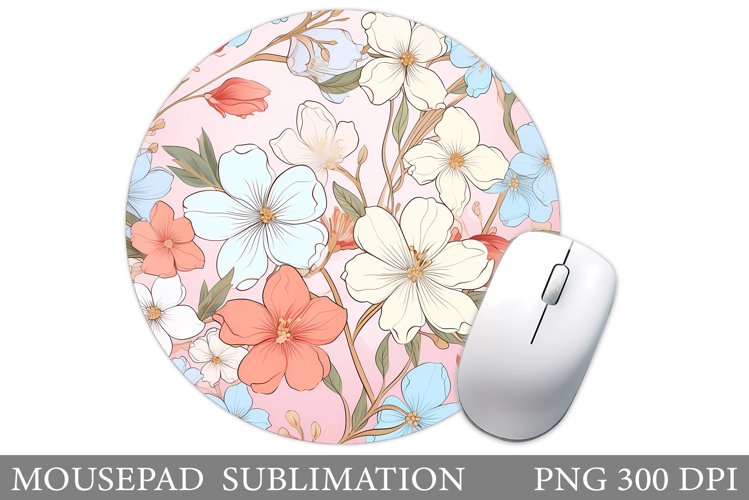 Spring Flowers Mouse Pad. Flowers Round Mouse Pad Design