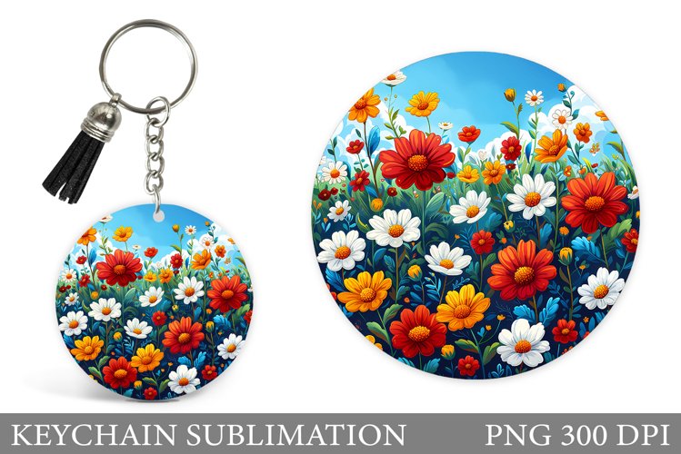 Flowers Keychain Sublimation. Summer Flowers (3661138)