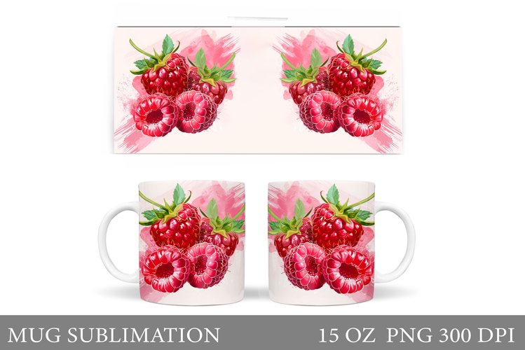 Raspberries Mug Sublimation. Berry Mug Design