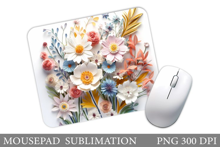 3D Wildflowers Mouse Pad. Flowers Mouse Pad Design (3280512)