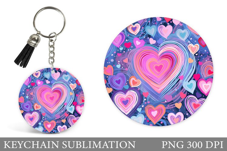 Hearts Keychain Design. Round Keychain Hearts (3148824)