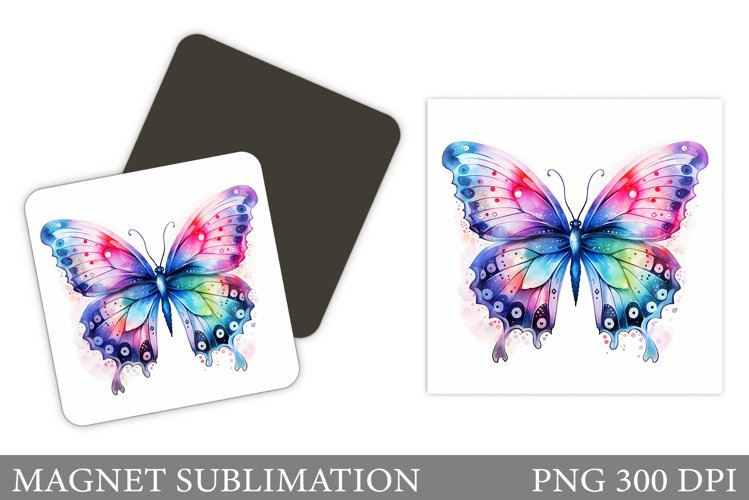 Butterfly Square Magnet. Rainbow Butterfly Magnet (3136386)