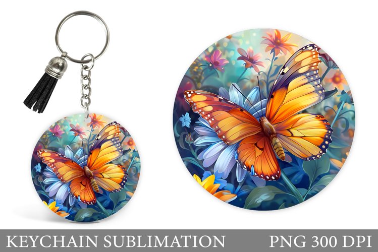 Butterfly Keychain Sublimation. Round Keychain (3845100)