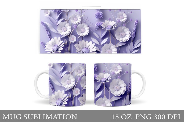 3D Flowers Mug Wrap Design. Flowers Mug Wrap (3439588)