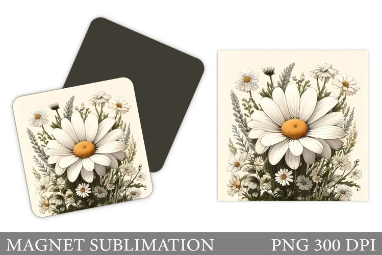 Daisy Flowers Magnet. Flowers Square Magnet Design (3614868)