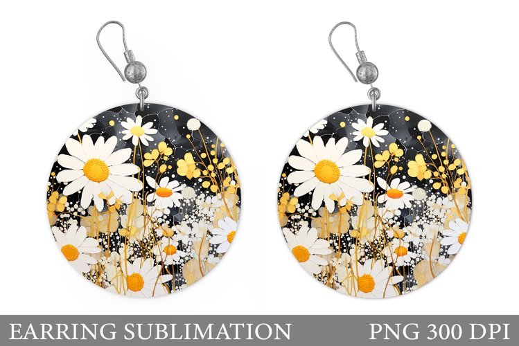 Flowers Round Earring. Daisy Flowers Earring (3400563)