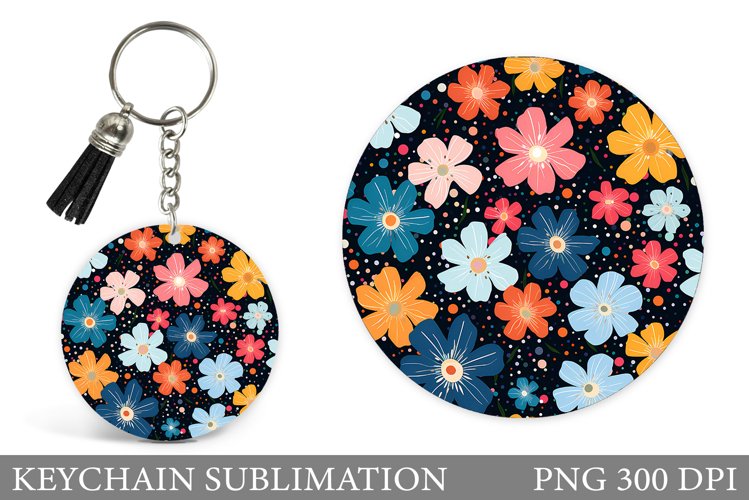 Daisy Flowers Keychain Design. Flowers Round (3229673)