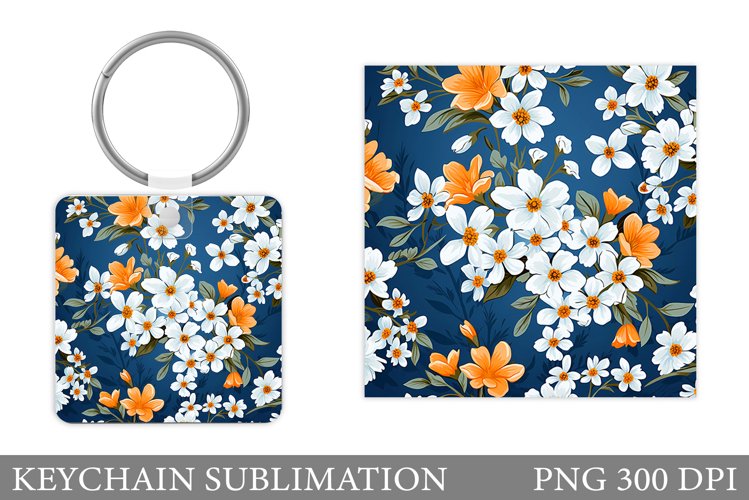 Flowers Keychain Sublimation. Square Keychain (3033125)