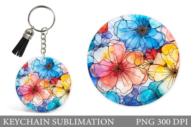 Flowers Keychain Design. Round Keychain Flowers (3306565)