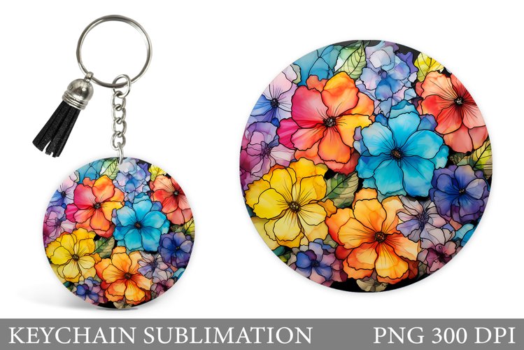 Flowers Keychain Design. Flowers Round Keychain (3306561)