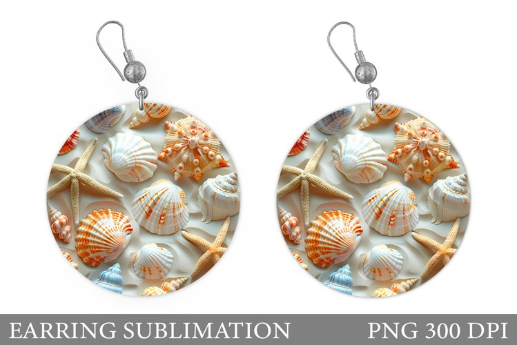 3D Seashell Earring Sublimation. Sea Earring (3534688)