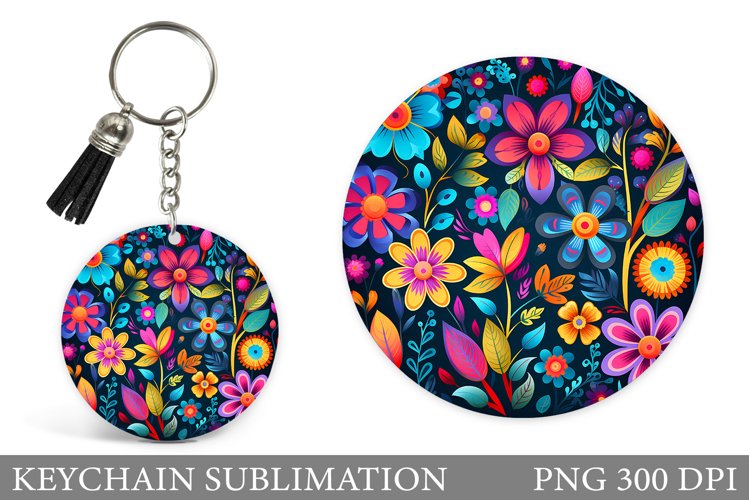 Flowers Keychain Sublimation. Floral Keychain (3531414)