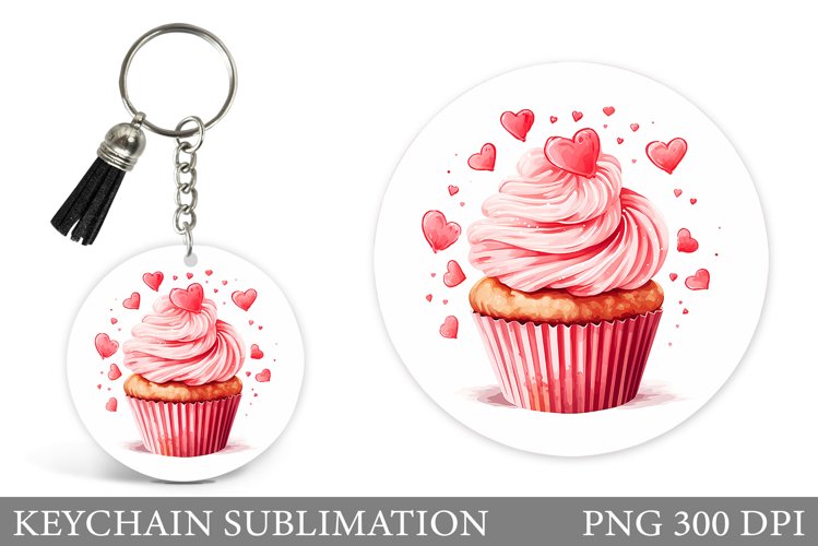Cupcake Keychain Design. Valentine Keychain Sublimation