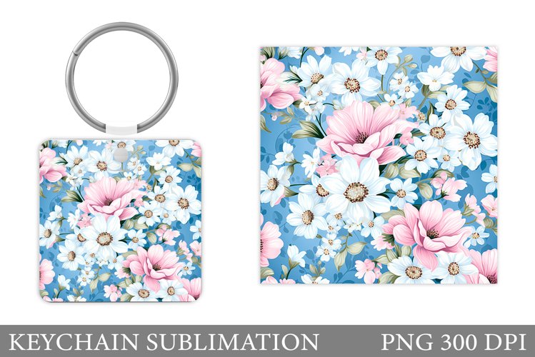 Flowers Keychain Sublimation. Square Keychain (3088412)