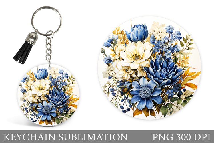 Flowers Keychain Design. Round Keychain Flowers (3763262)